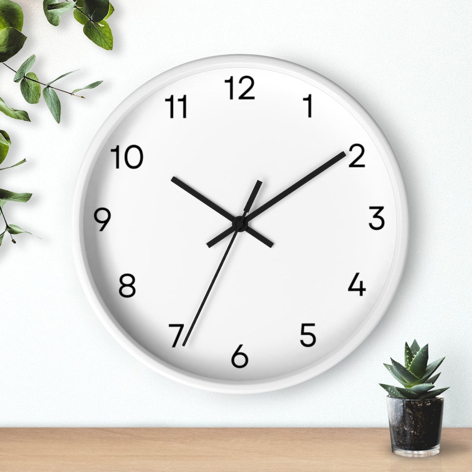Simple Wall Clock White Clock, Clock With Numbers, Solid Color, Wall ...