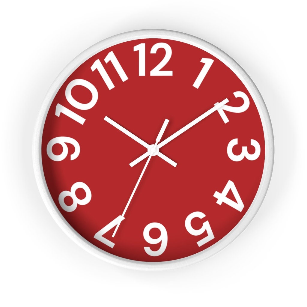 Red Simple Wall Clock Large Clock Numbers Clock With - Etsy