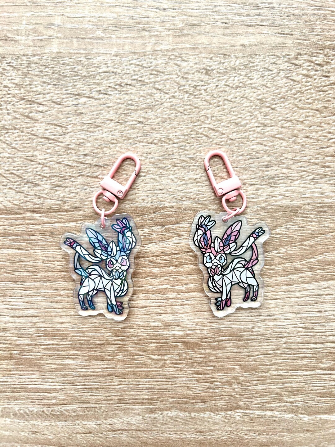 Sylveon Stained Glass Keychain | Double-sided Sparkly Charm - Etsy