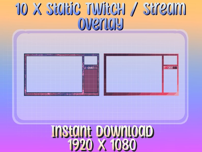 10 X DIFFERENT Overlays for Twitch Stream Static and Ready to Use - Etsy