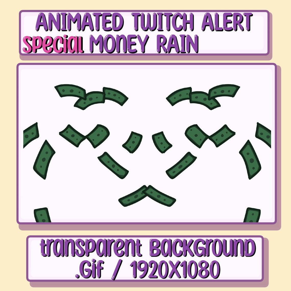 Animated Twitch Alert Special Money Rain GIF Transparent - Etsy