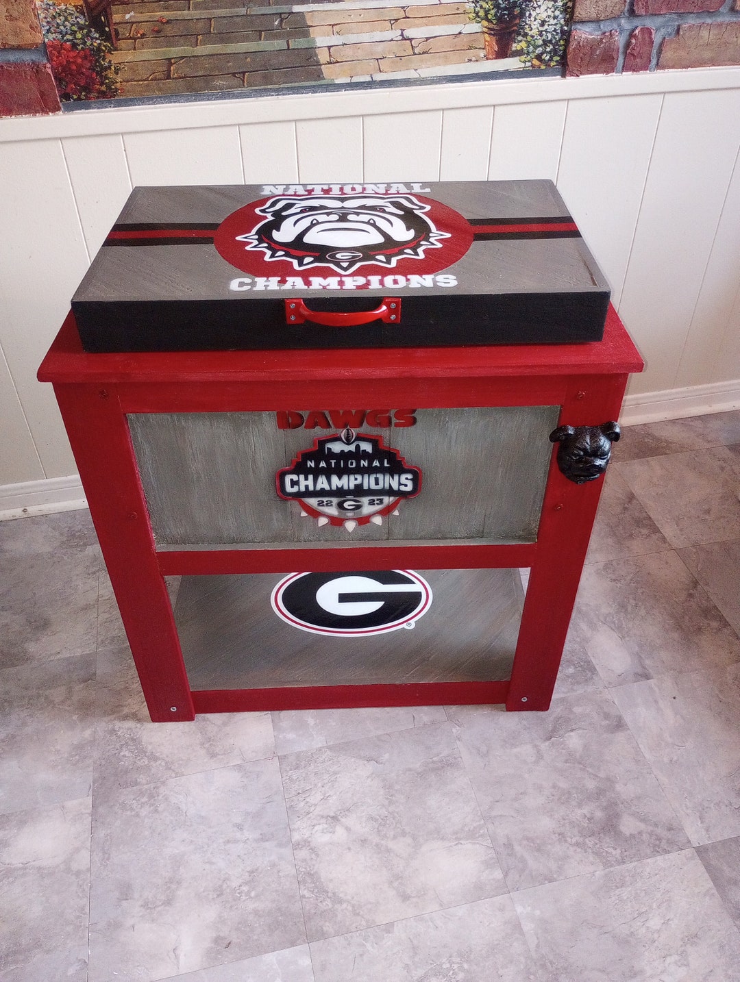Rustic Custom Georgia Bulldogs Wood Cooler Farmhouse Style Handmade ...