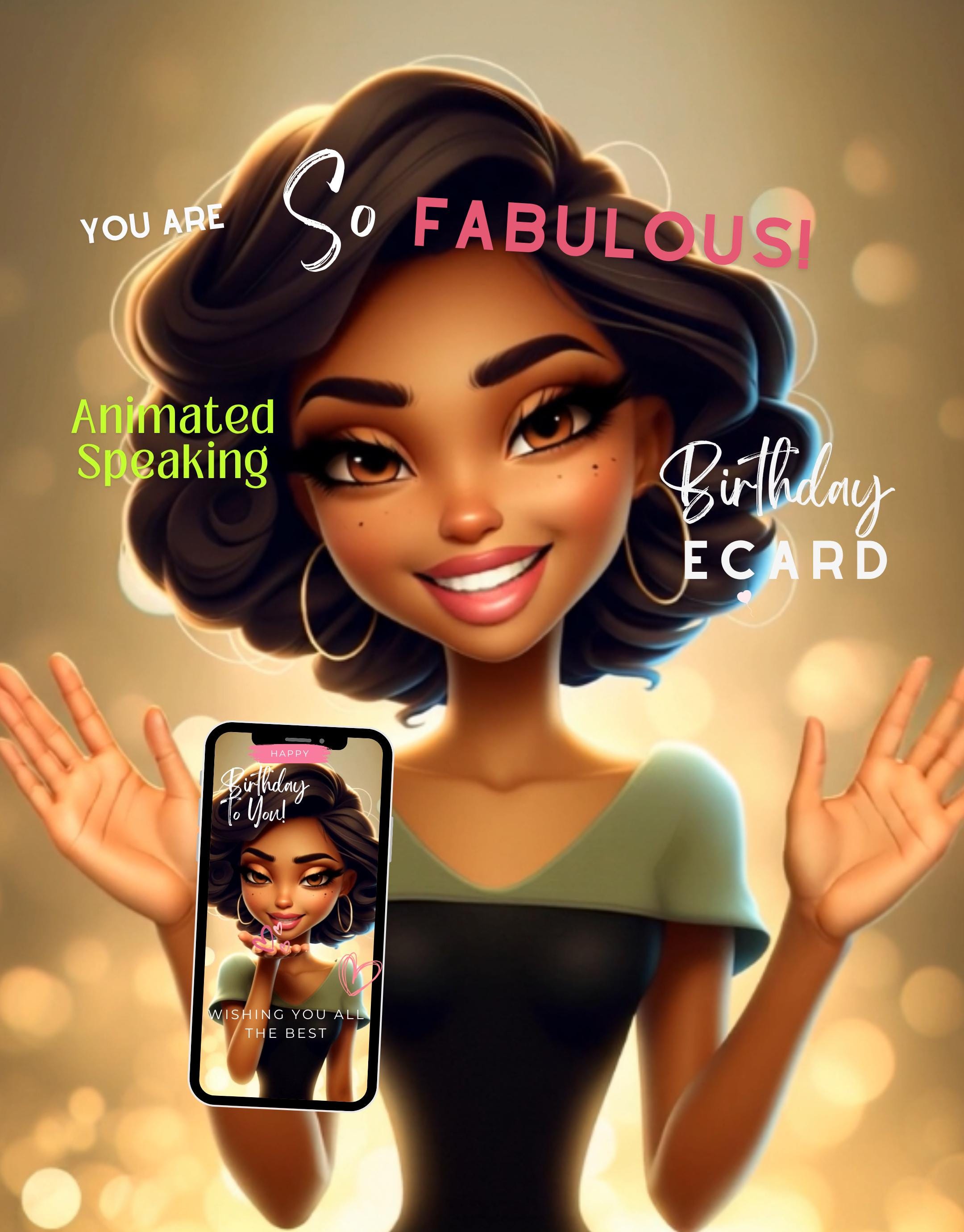 Animated Talking Black Woman Birthday Ecard (digital Download) Angelica ...