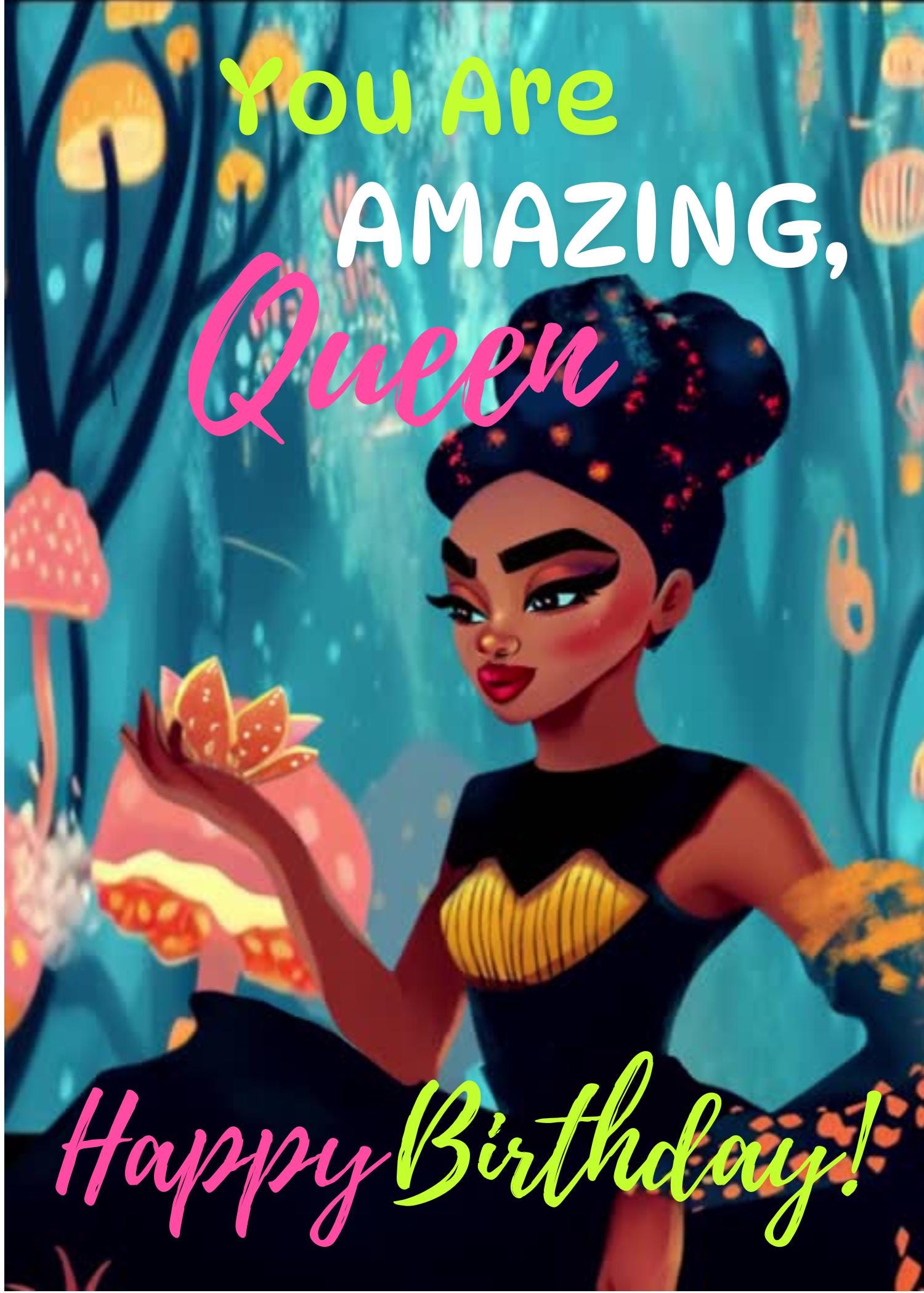 Black Girl Magic Birthday Ecard: Animated Queen Greeting (digital ...