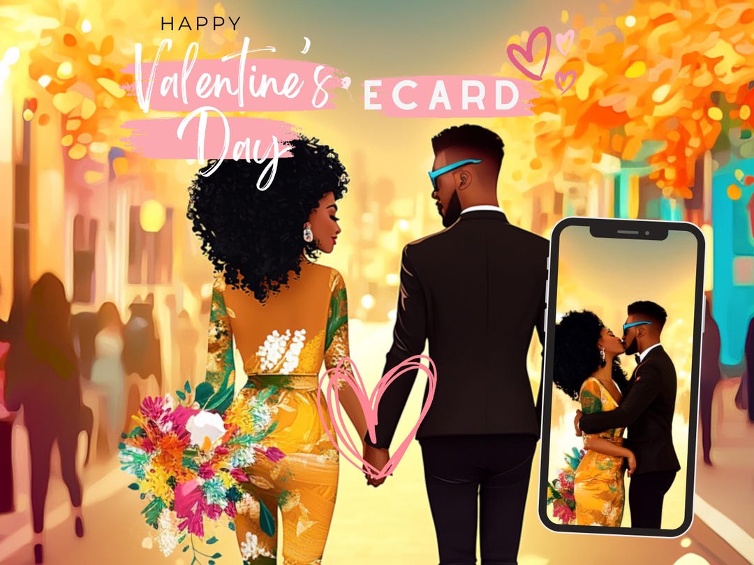 Black Couple Valentine's Day Ecard Greeting Card Video, Digital African ...