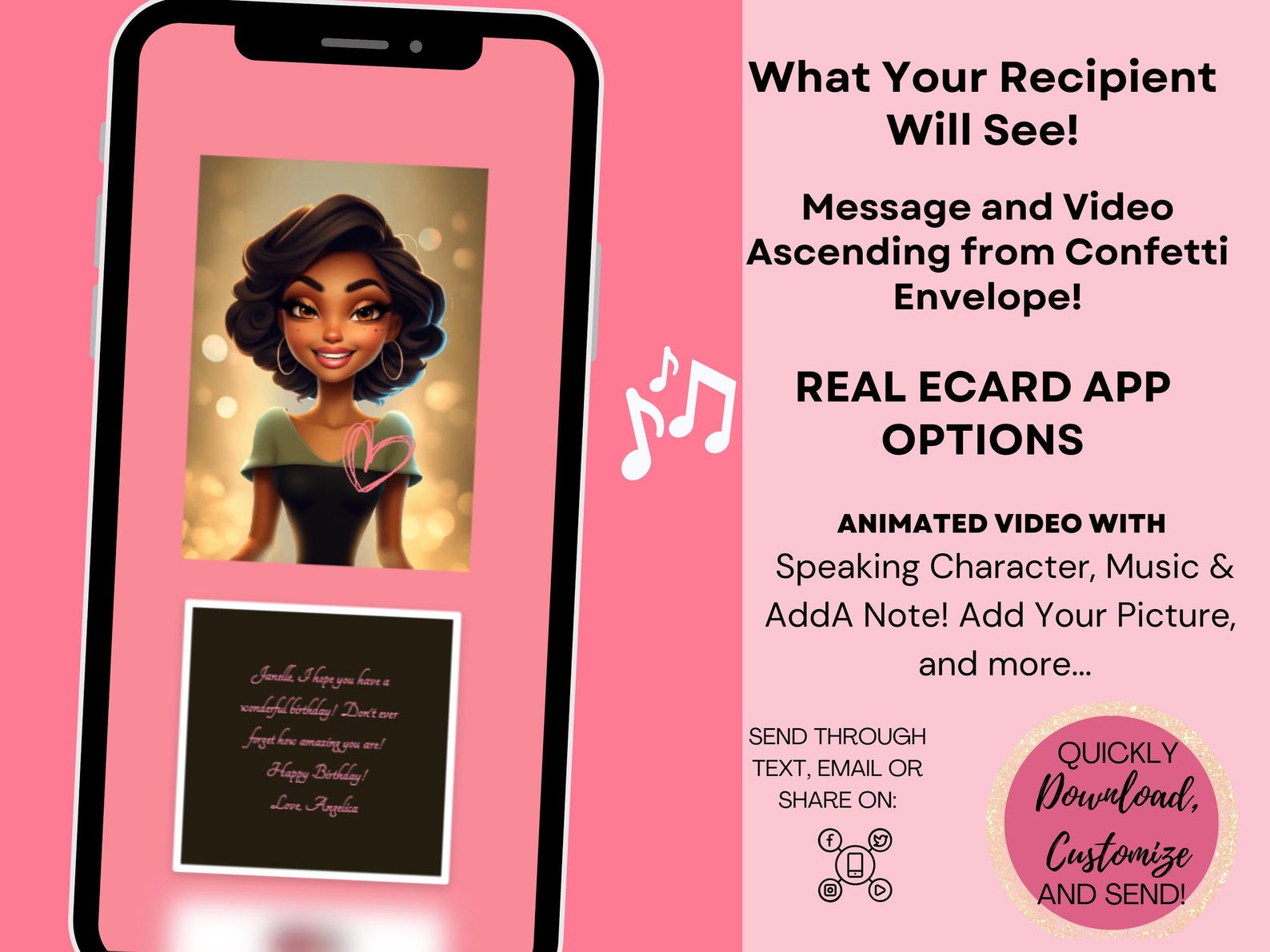 Animated Talking Black Woman Birthday Ecard (digital Download) Angelica ...