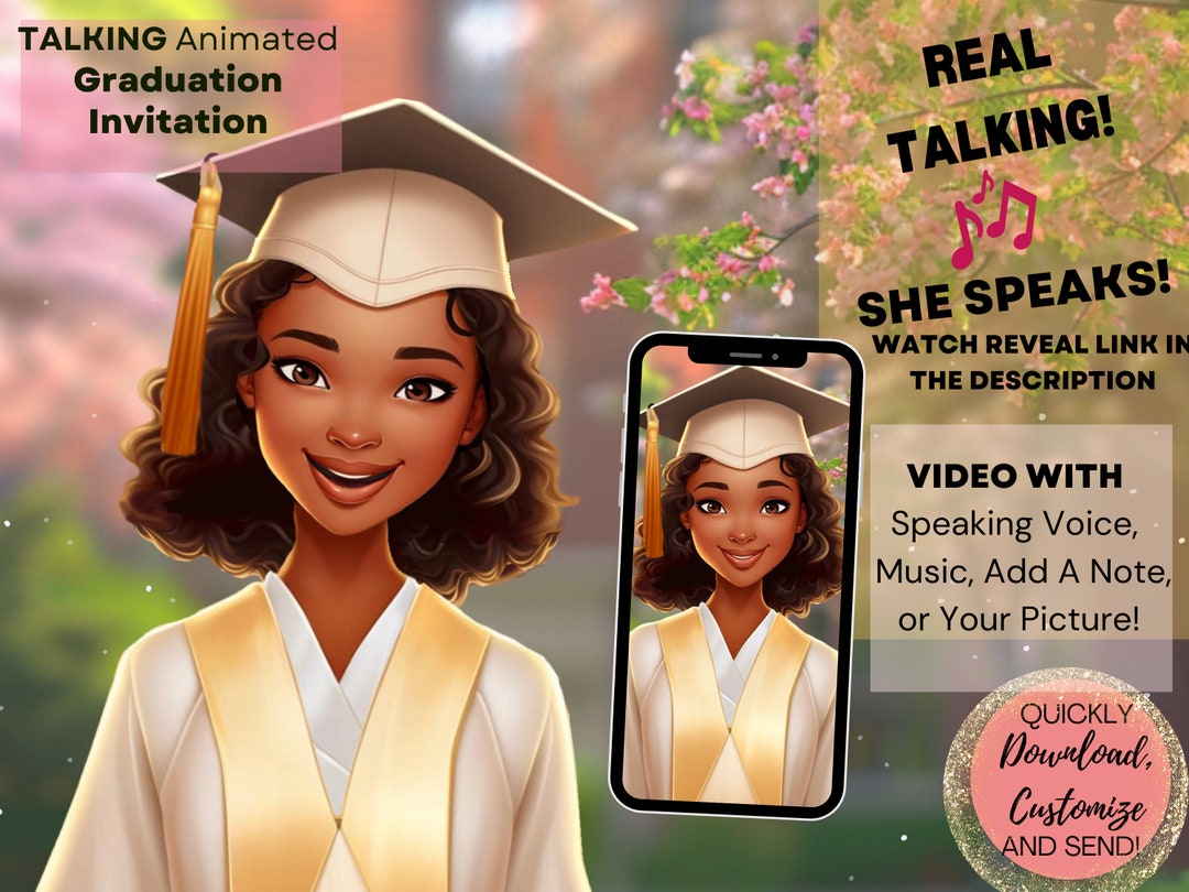 African American Graduation Party Animated Invitation Video, Digital ...
