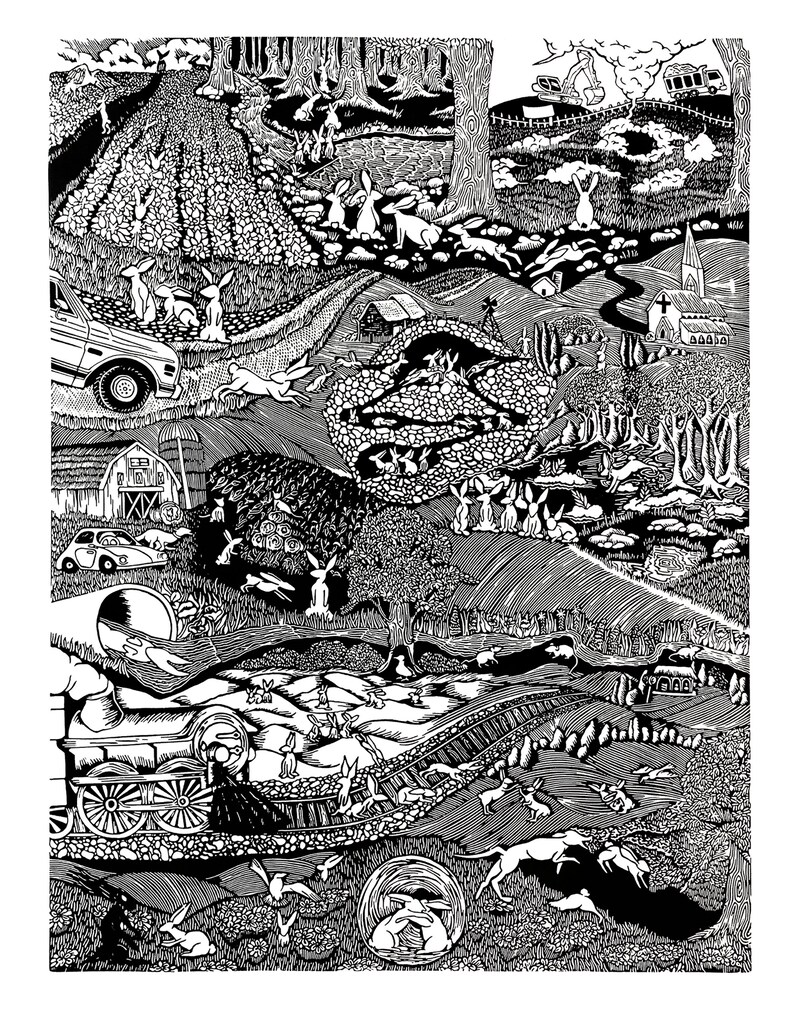 Watership Down Linocut Print - Etsy