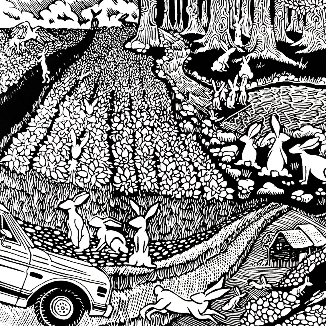 Watership Down Linocut Print - Etsy