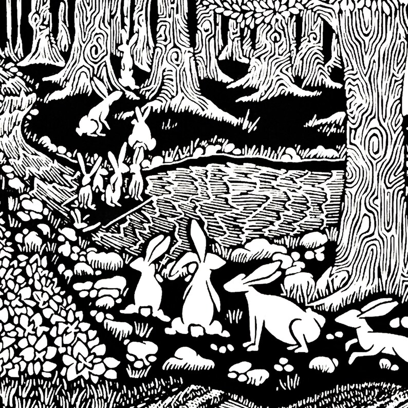 Watership Down Linocut Print - Etsy