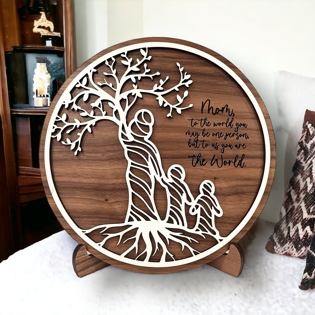Mother Tree Round Walnut Sign Customizable With 1 to 5 Children - Etsy