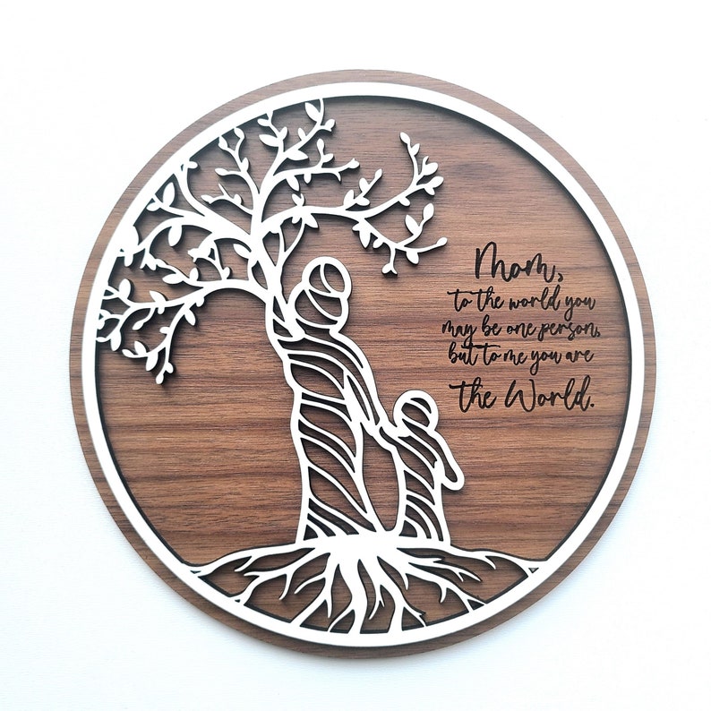 Mother Tree Round Walnut Sign Customizable With 1 to 5 Children - Etsy