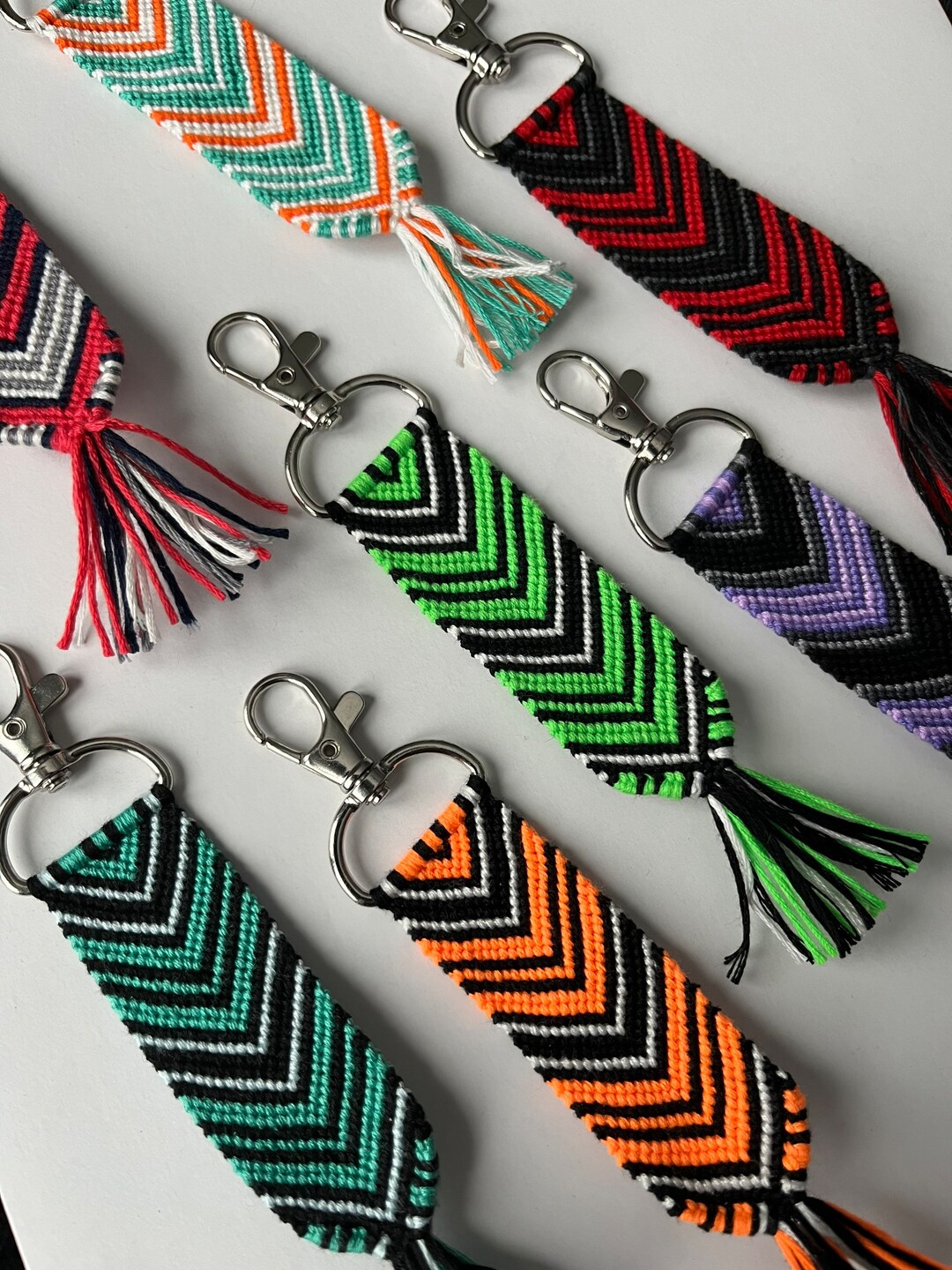Chevron D-ring Keychain - Etsy