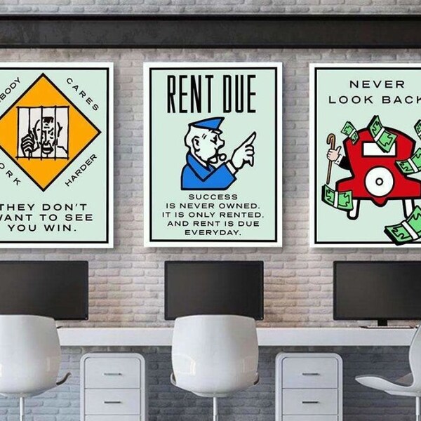 Monopoly Rent Due Poster - Etsy