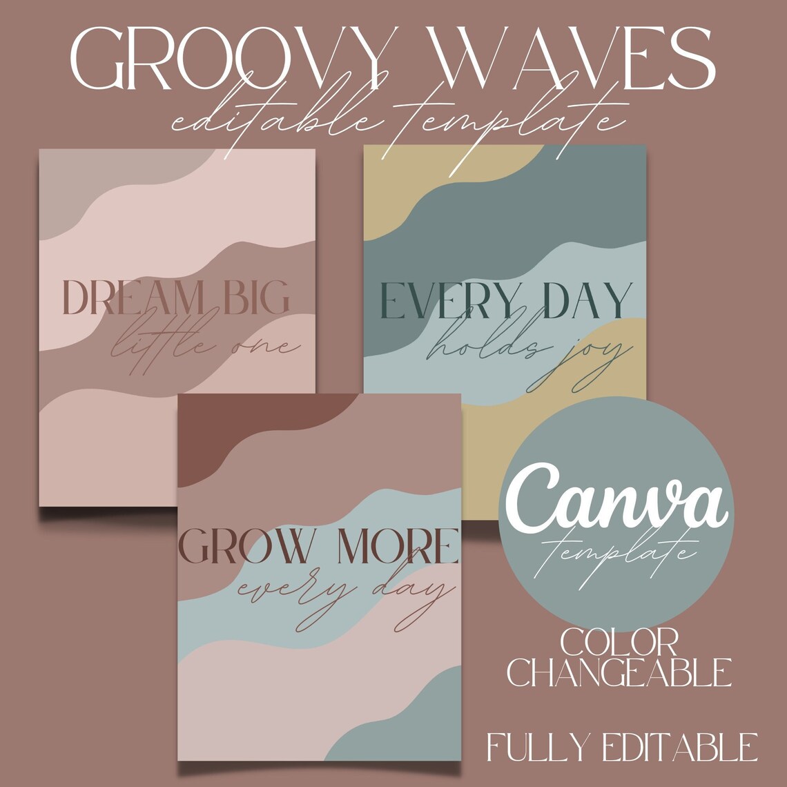 Groovy Wave Editable Canva Template Use for Printables - Etsy