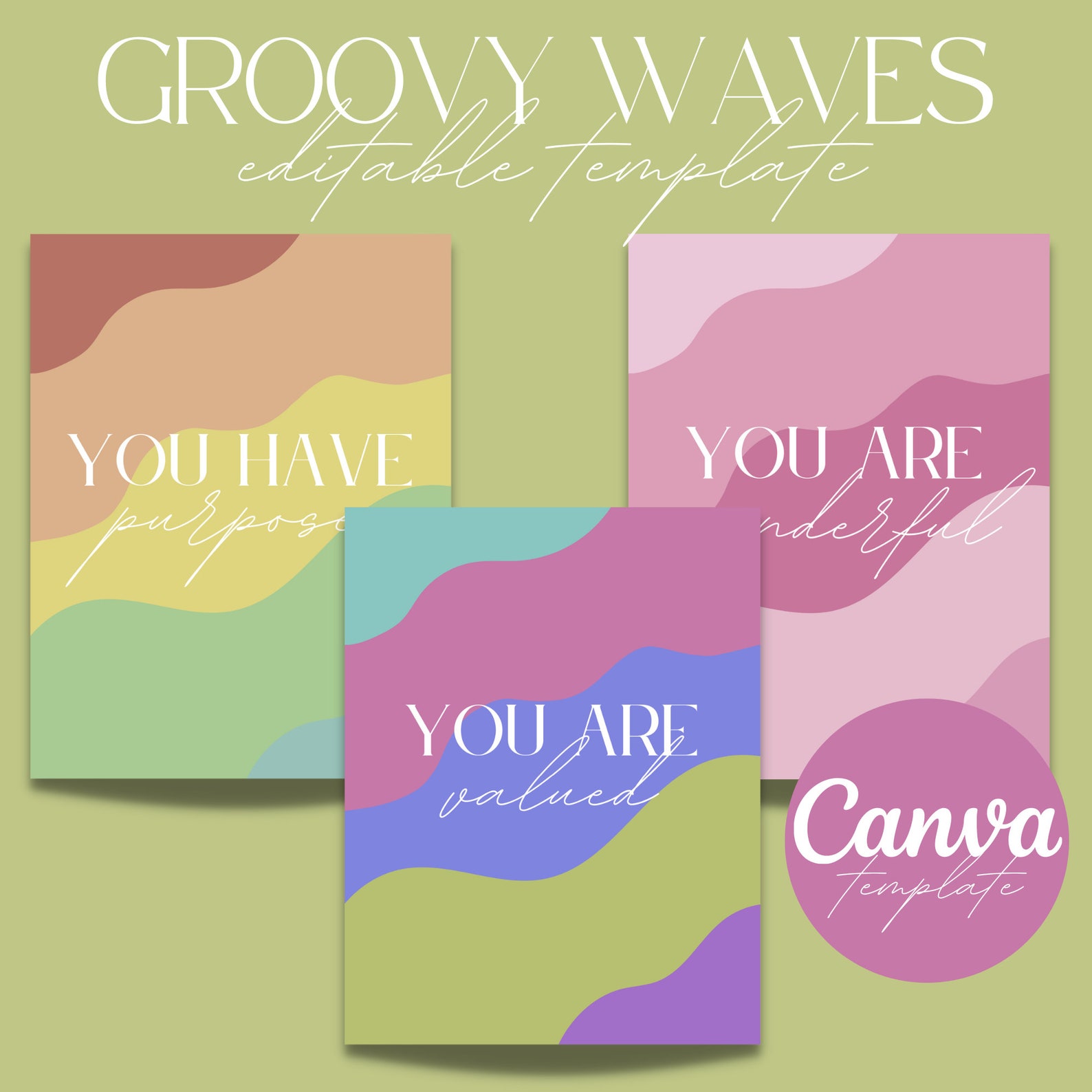 Groovy Wave Editable Canva Template - Use for Printables, iPhone ...