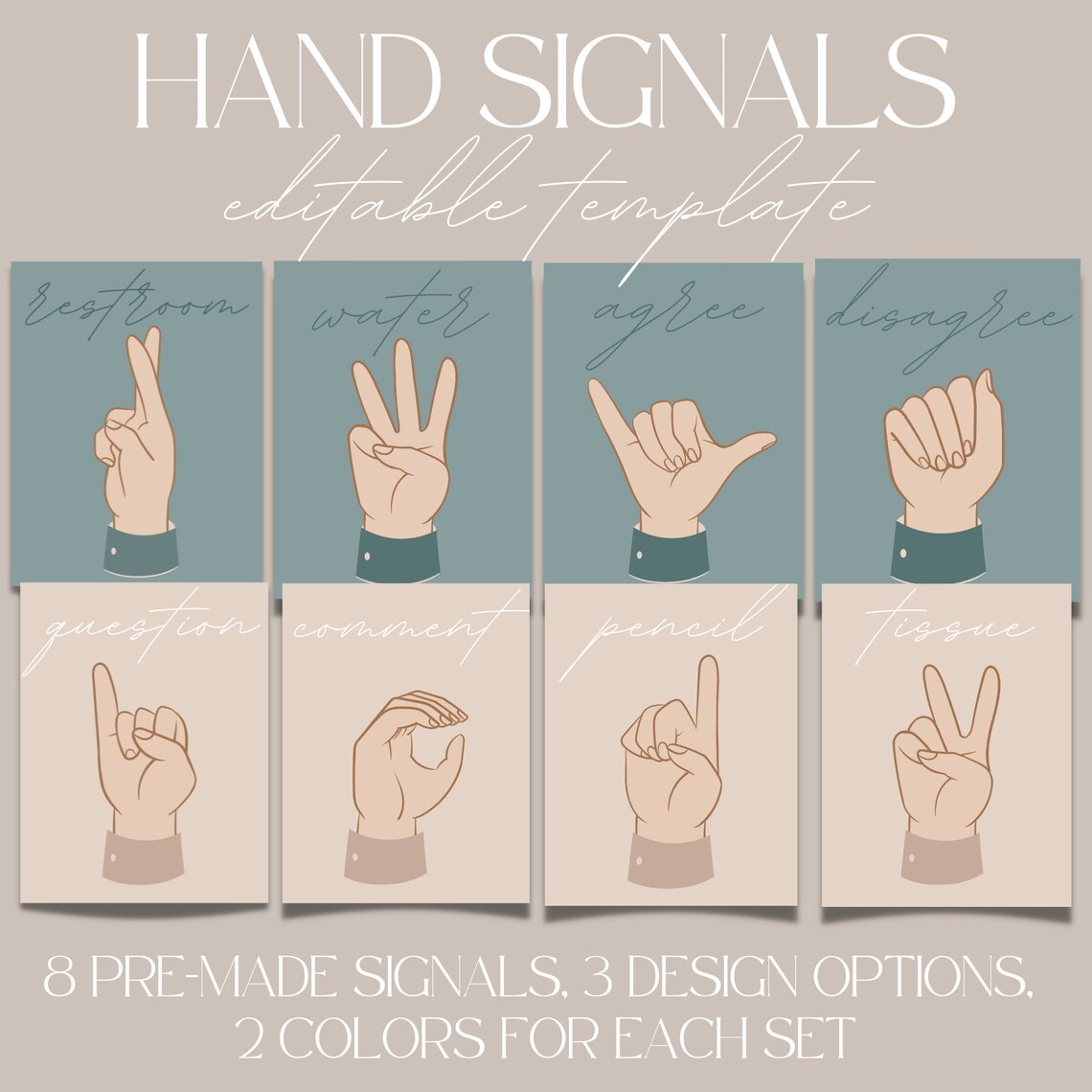 Hand Signal Posters Editable Canva Template, Classroom Management - Etsy