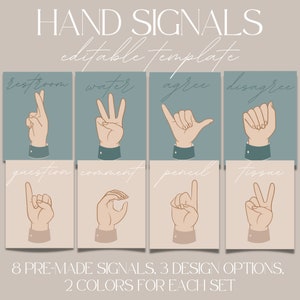 Hand Signal Posters Editable Canva Template, Classroom Management - Etsy