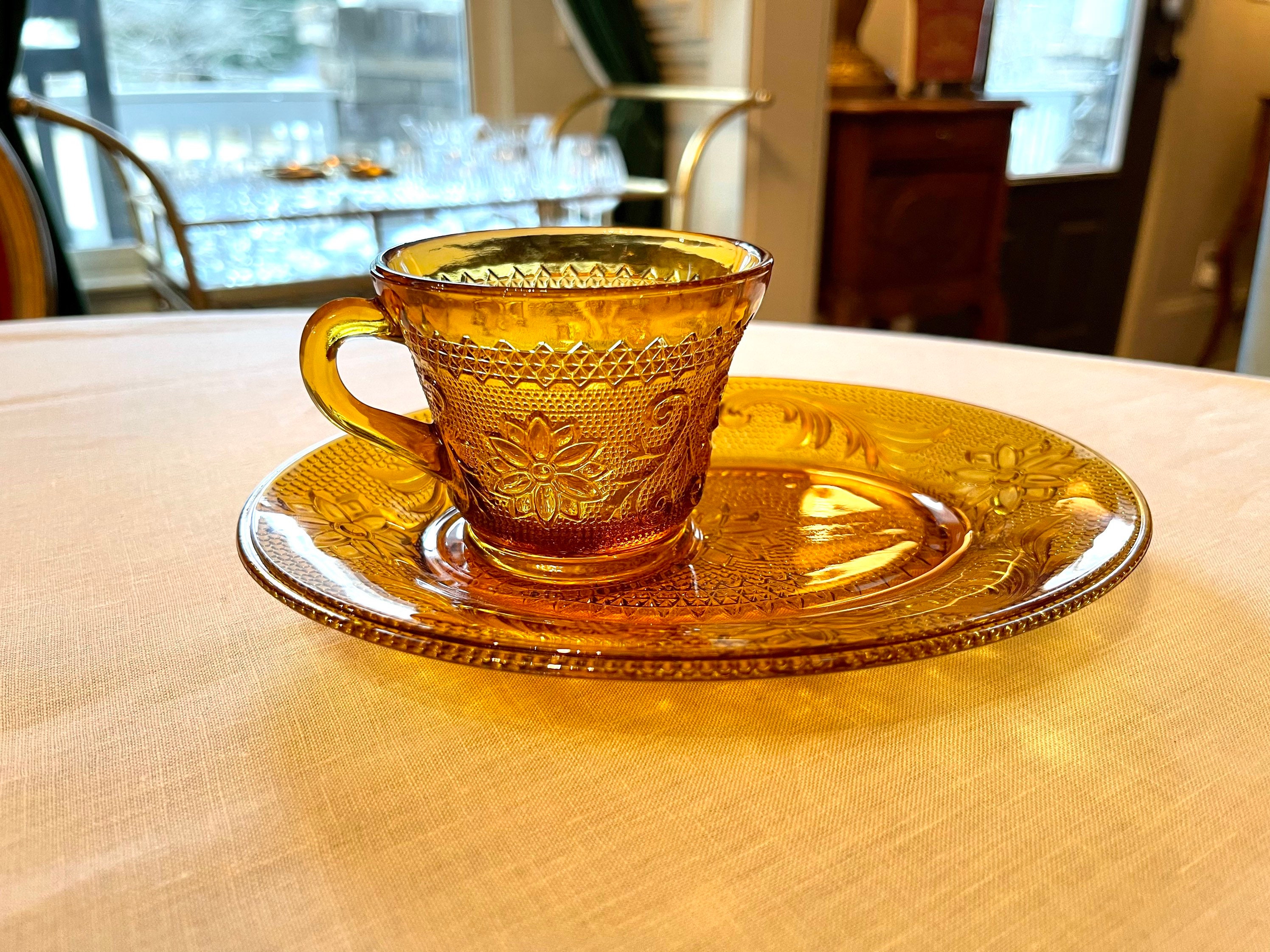 Beautiful Vintage Tiara Sandwich Amber Snack Tray Set set - Etsy