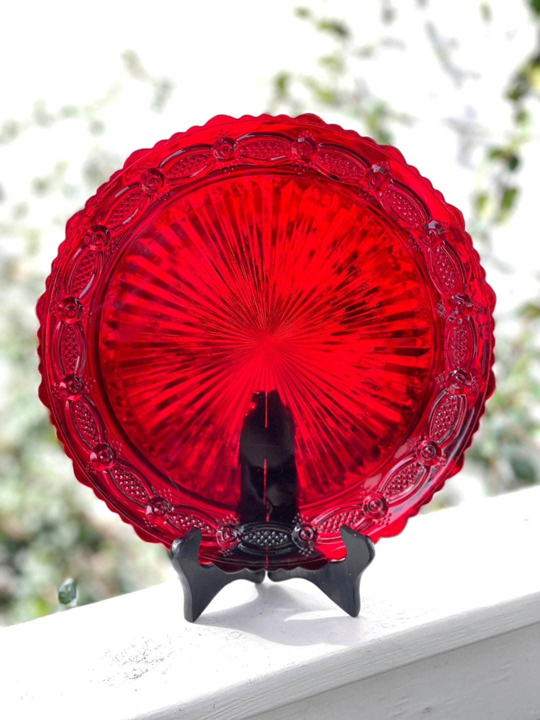 Avon Cape Cod Ruby Dinner Plates/red Glass Plates/ruby Red Plates/red ...