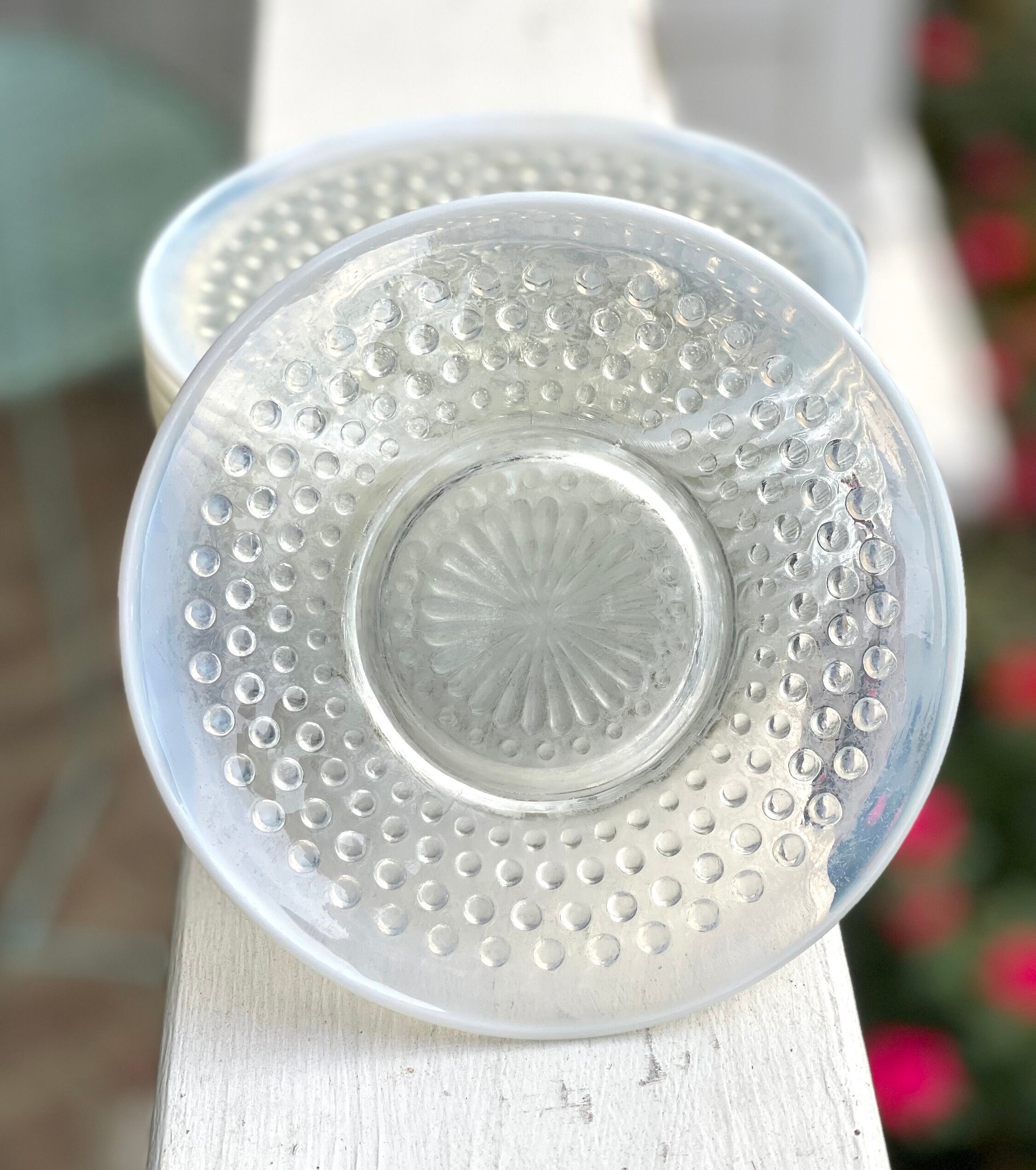 Anchor Hocking Moonstone Clear Opalescent Saucers/bread Plates ...