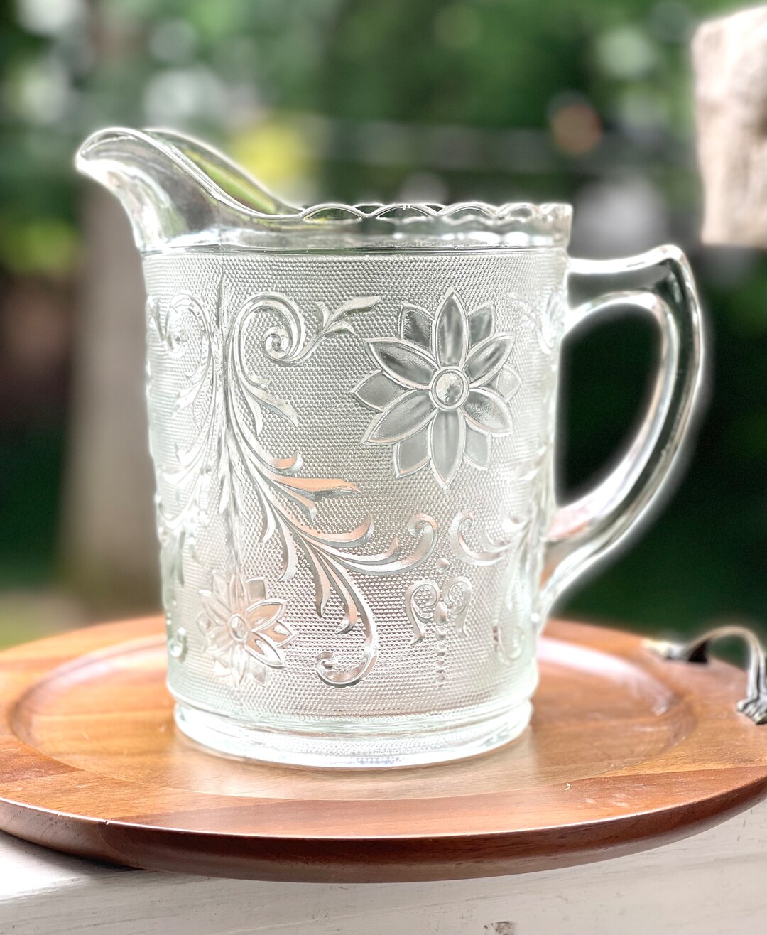 Vintage Indiana Glass Sandwich Clear Pitcher/depression Glass Pitcher ...