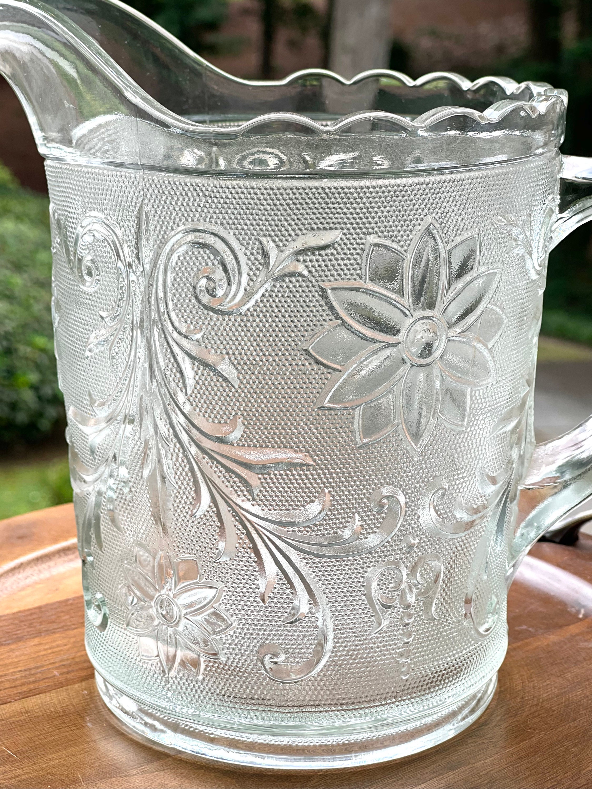 Vintage Indiana Glass Sandwich Clear Pitcher/depression Glass Pitcher ...