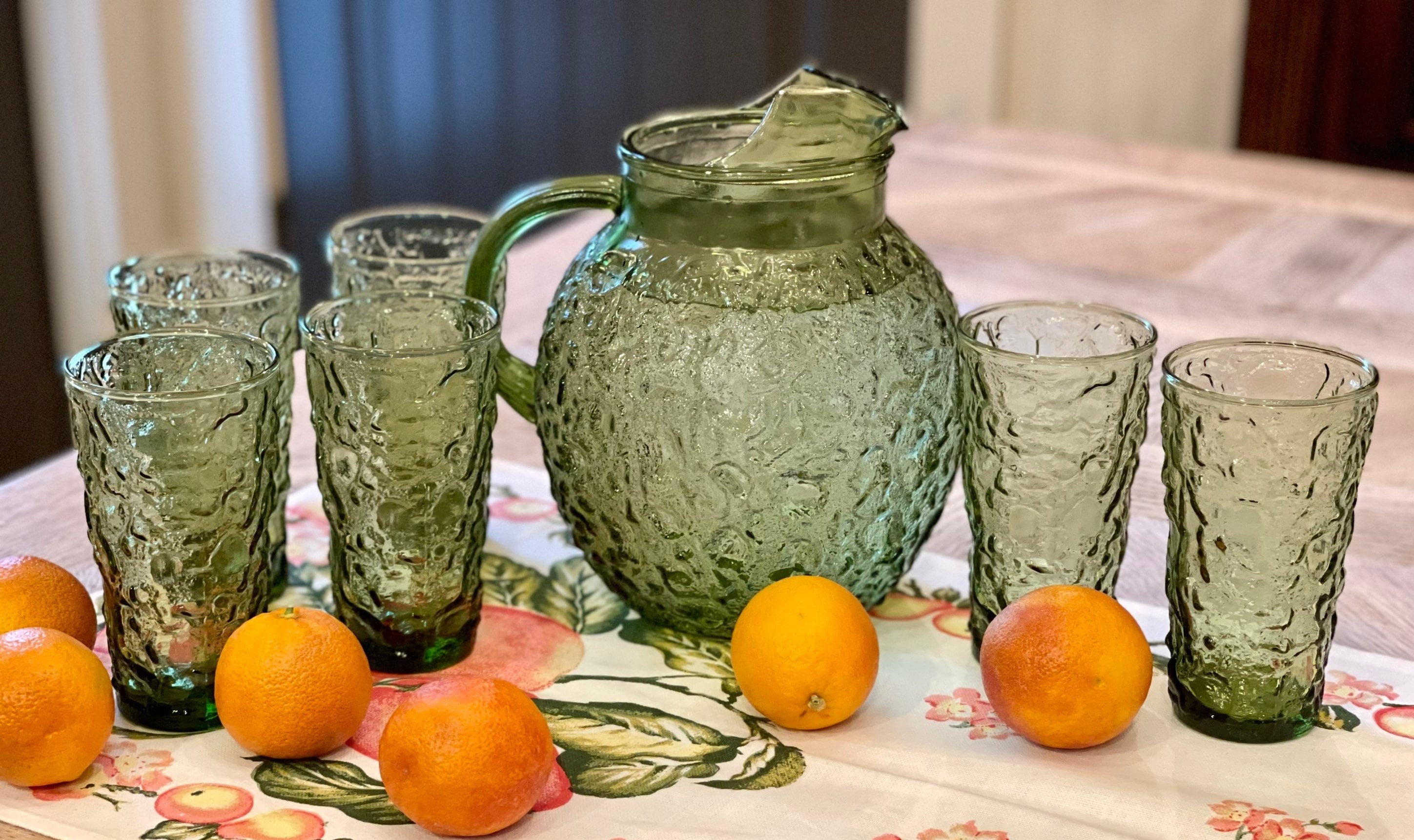 Vintage Anchor Hocking Milano Green lido Pitcher-milano Green lido ...