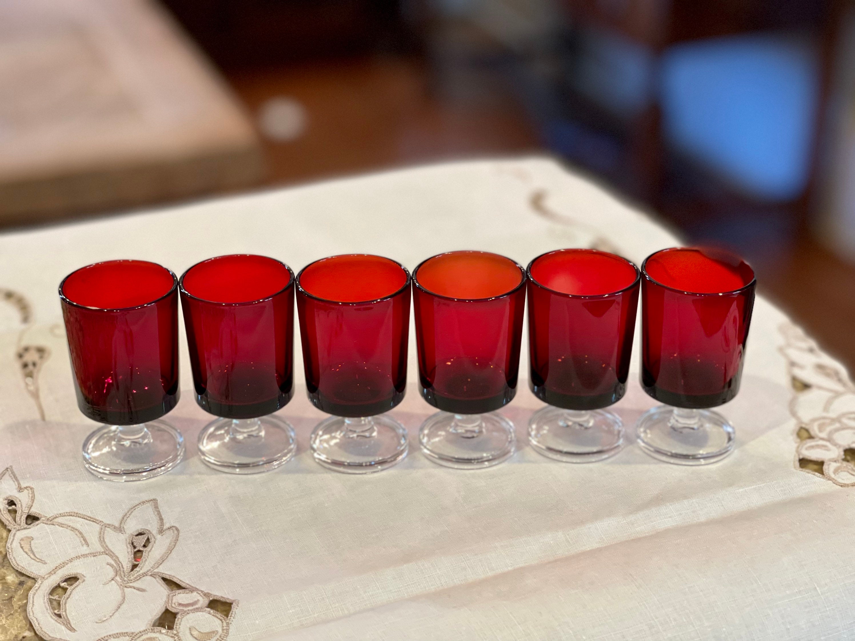 Cristal D'arques-durand Cavalier Ruby Cordial Glasses/vintage Red ...