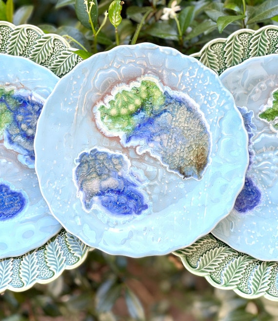 Anthropologie Plate by Karen Ford filagree Imprint side Plate appetizer Plate salad Plate plate Wall Set of 4 Etsy