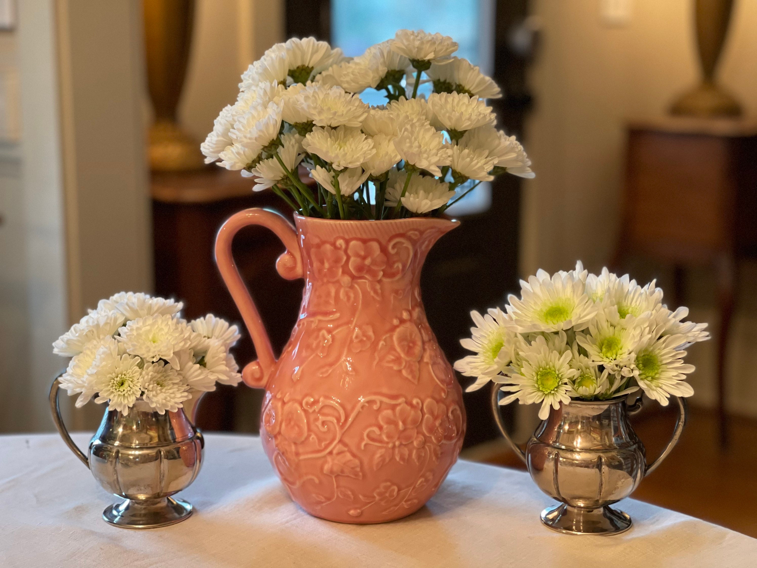 Vintage Pink Bordallo Pinheiro Pitcher Majolica Pink Pitcher Portugal ...