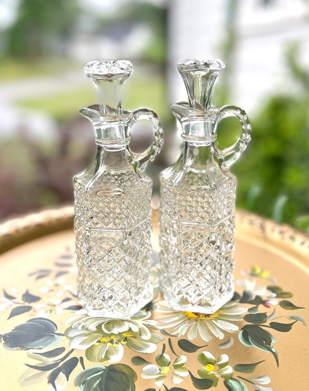Anchor Hocking Wexford Cruet and Stopper/oil and Vinegar Cruet Set ...