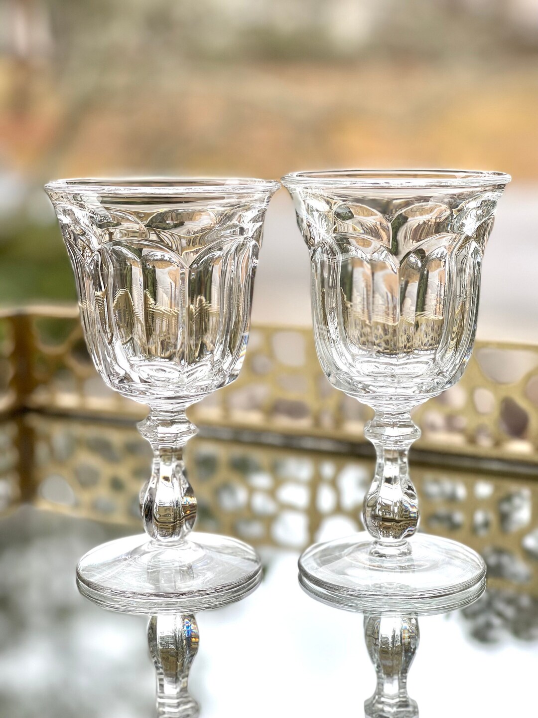 Imperial Glass Old Williamsburg Clear Water Goblets/boho Wedding ...