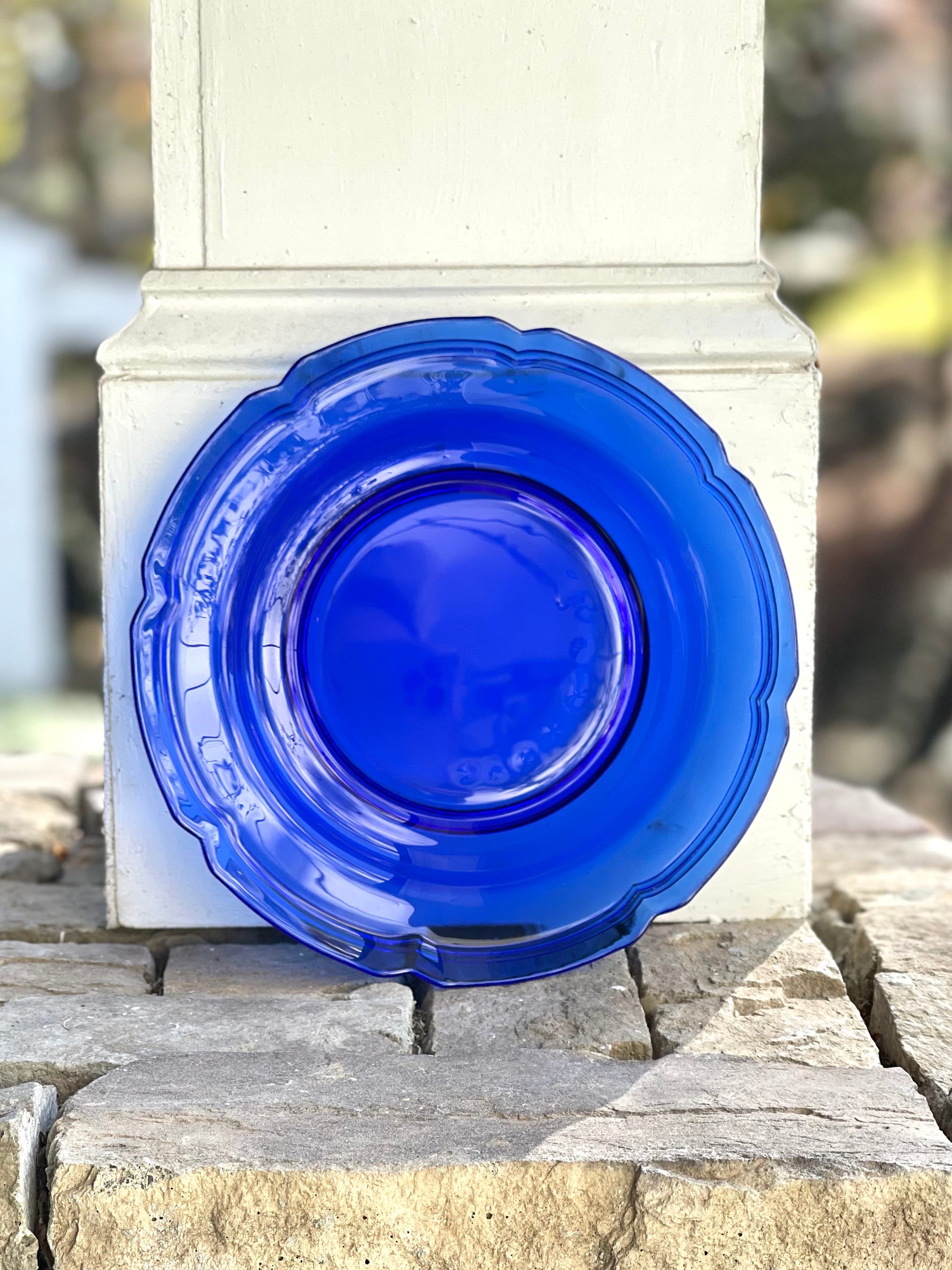 Cobalt Blue Glass Salad Plates/luncheon Plates/blue Glass Plates/cobalt ...