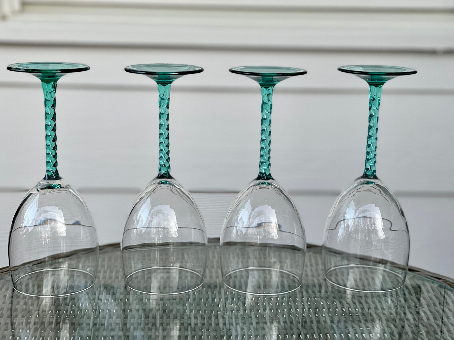 Cristal Darques-durand Angelique Aqua Wine Glasses/aqua Stem Wine Glass ...