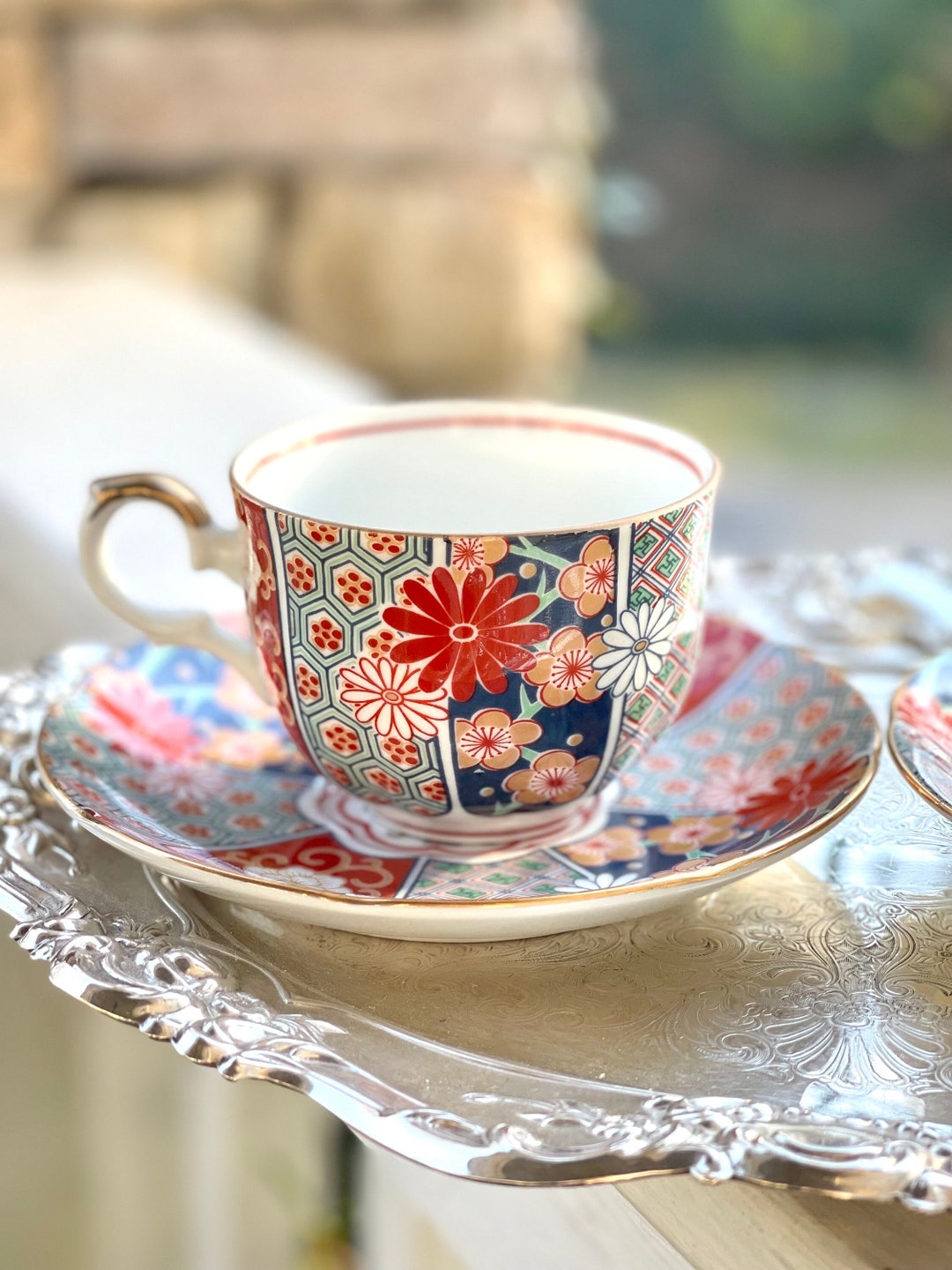 Arita Imari Fan Cup and Saucer Set/hand Painted Imari Tea Cup and ...