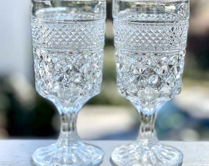 Anchor Hocking Wexford Water Goblets/wine Glasses/vintage Goblets/boho ...