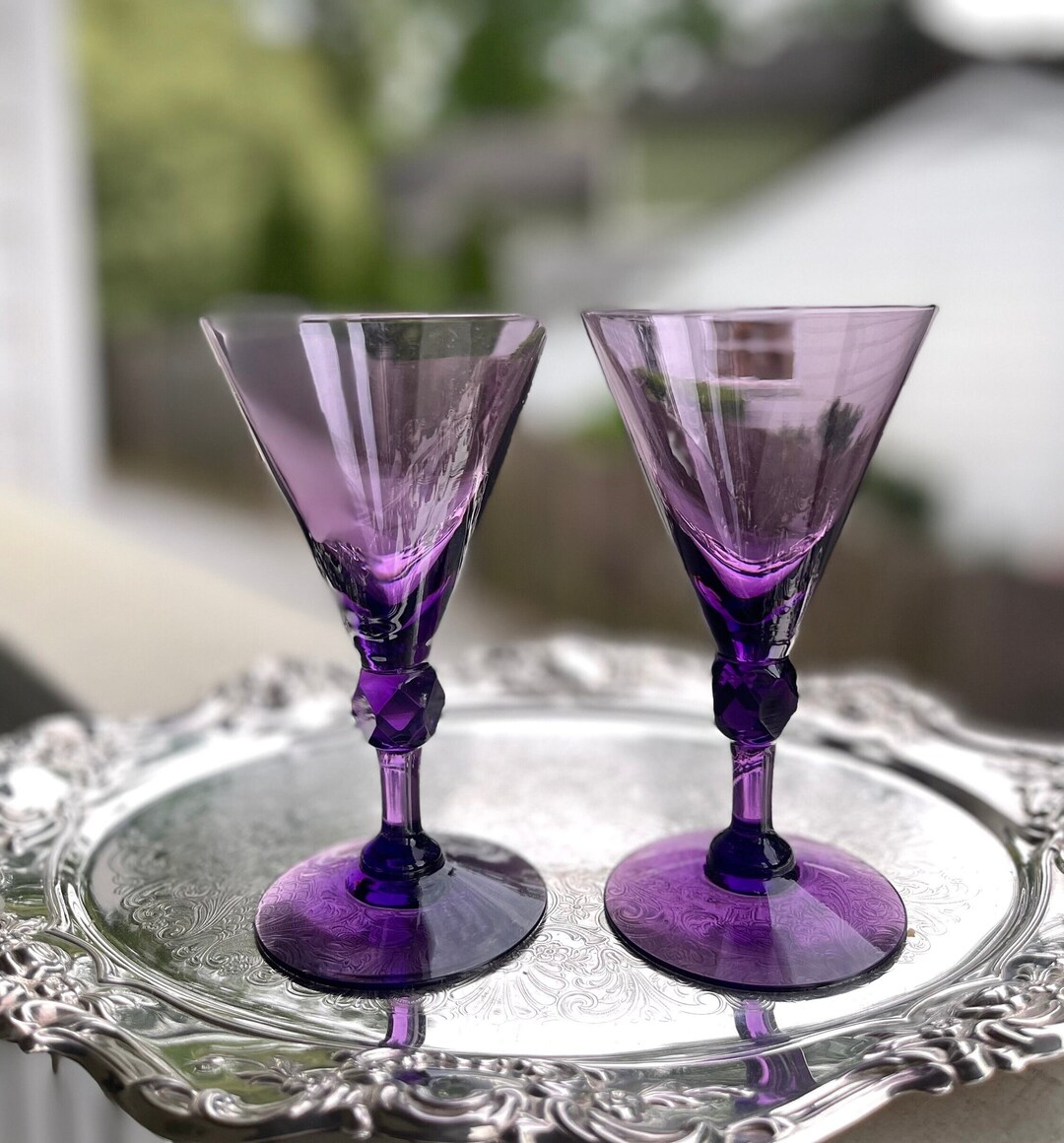 Fostoria Exeter Amethyst Wine Glasses/vintage Purple Wine Glasses/stem ...
