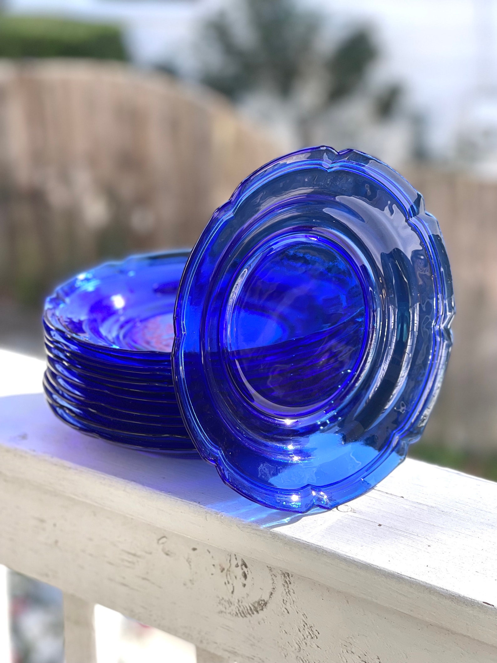 Cobalt Blue Glass Salad Plates/luncheon Plates/blue Glass Plates/cobalt ...
