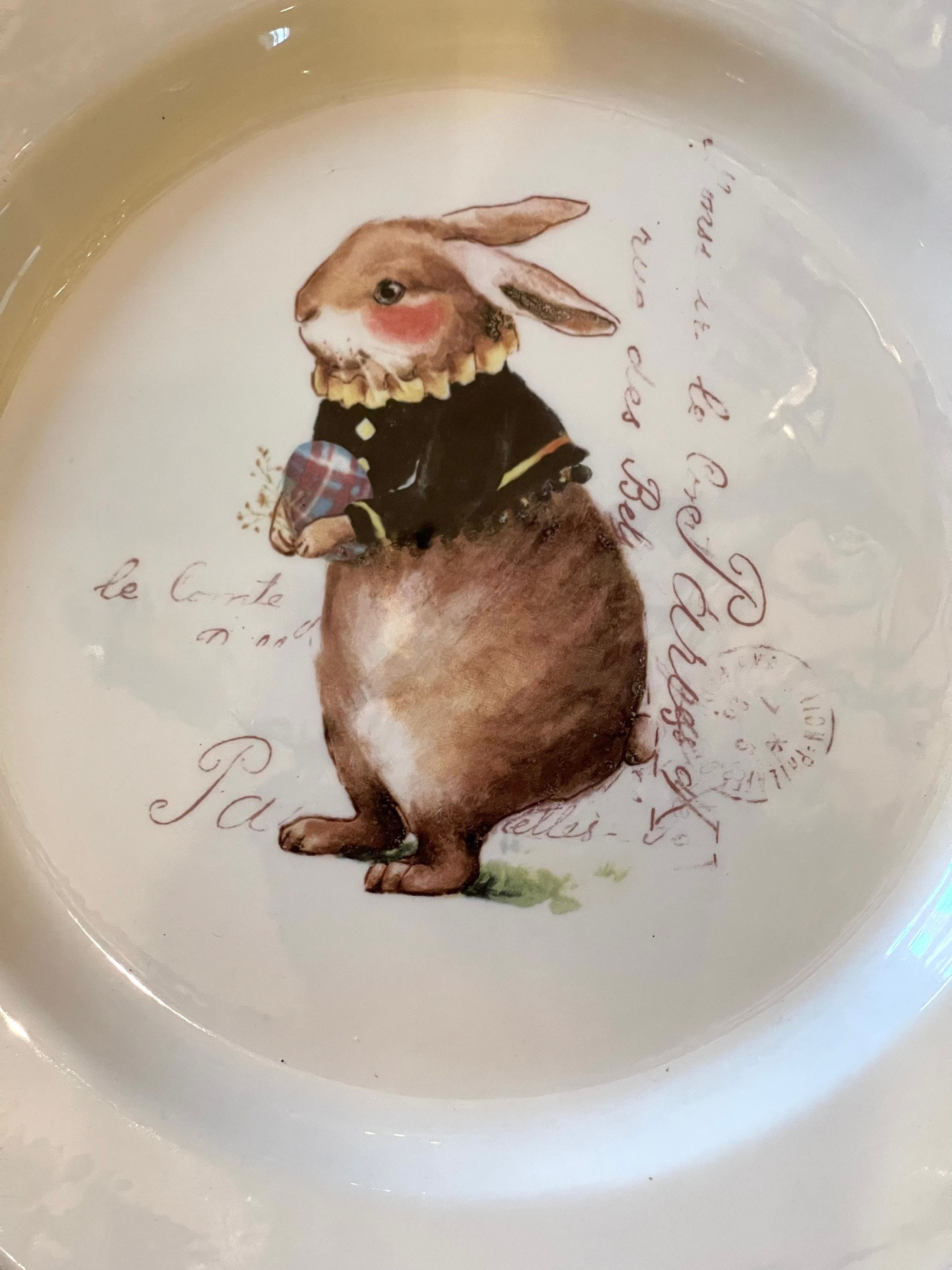 Adorable Magenta Bunny Plates/easter Plates/springtime Plates/rabbit ...