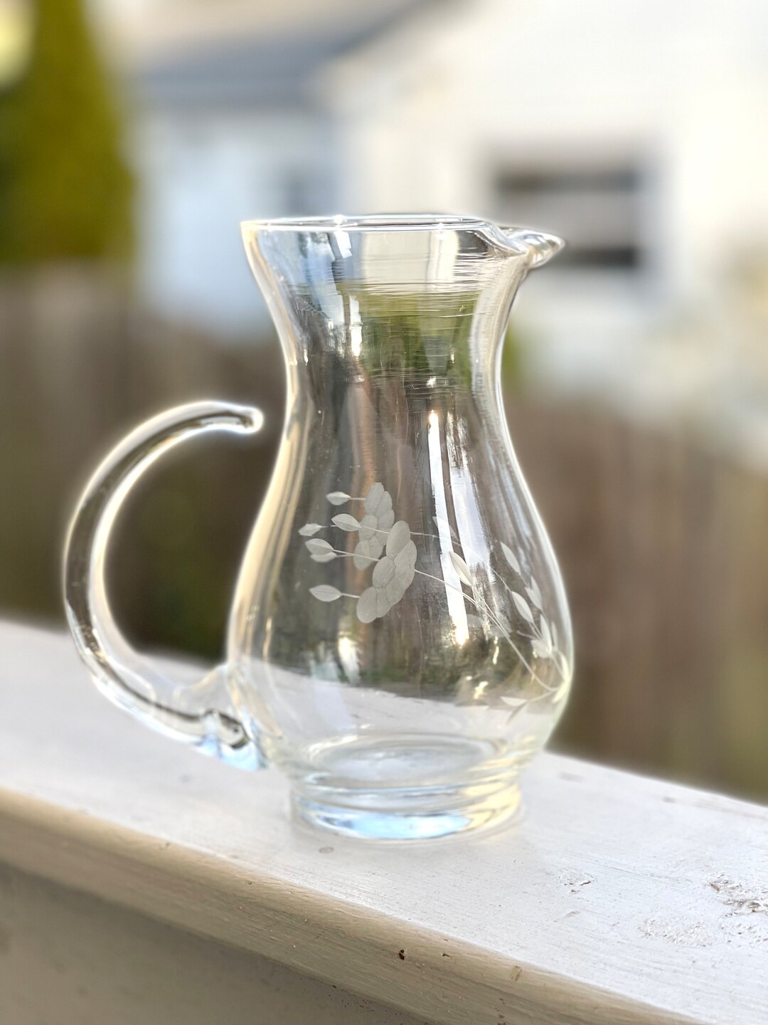 Princess House Heritage Pitcher/vintage Pitcher/clear Etched Pitcher ...