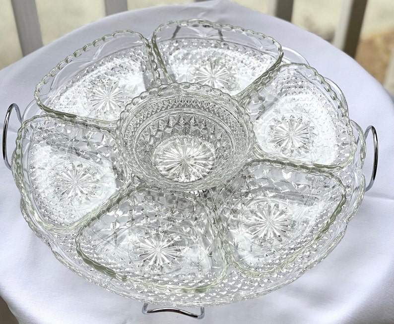 Anchor Hocking Wexford Clear 9 Piece Lazy Susan W/stand/wexford Round ...