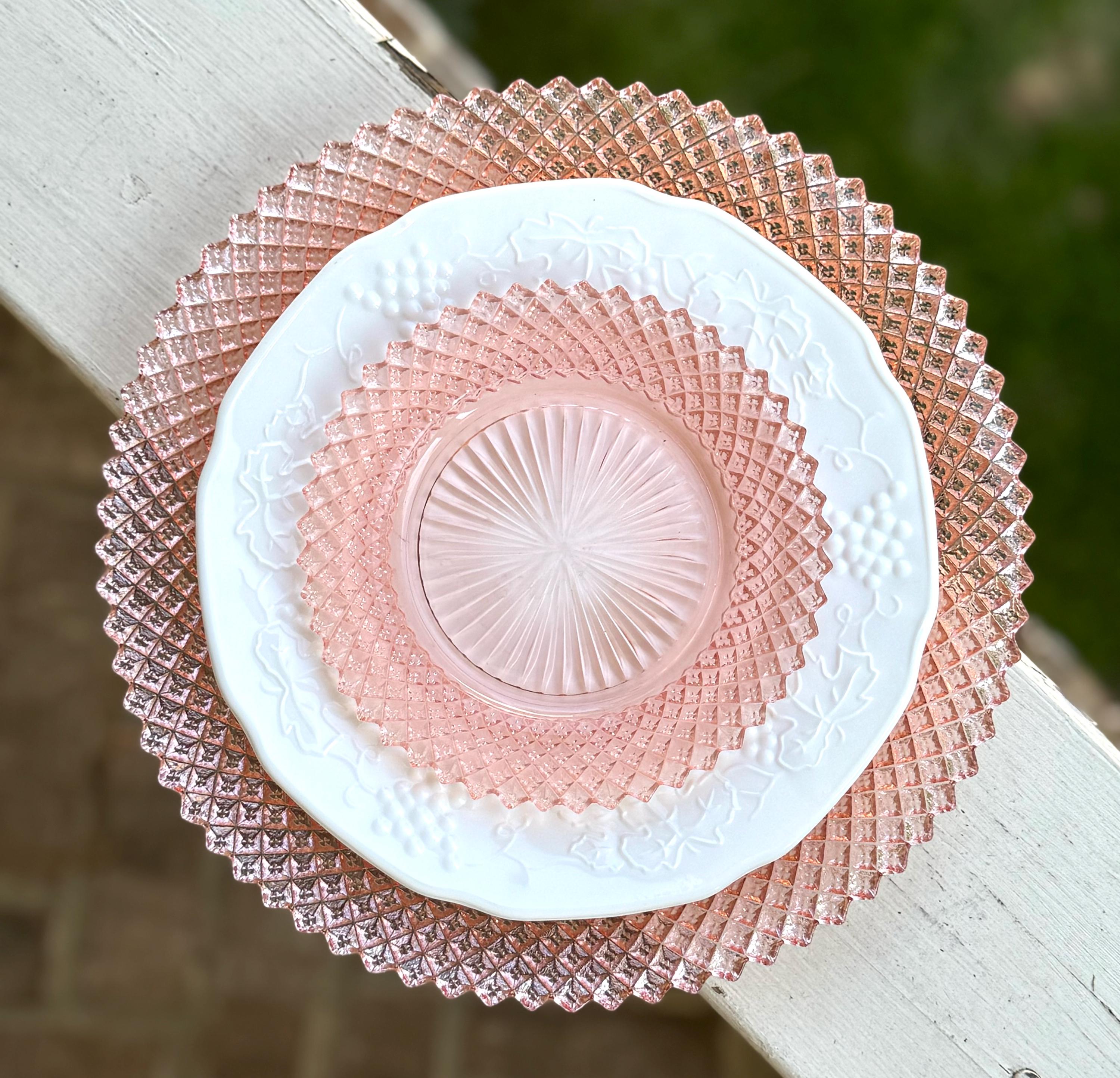 Vintage Anchor Hocking Miss America Pink Bread Plates/pink Dessert ...