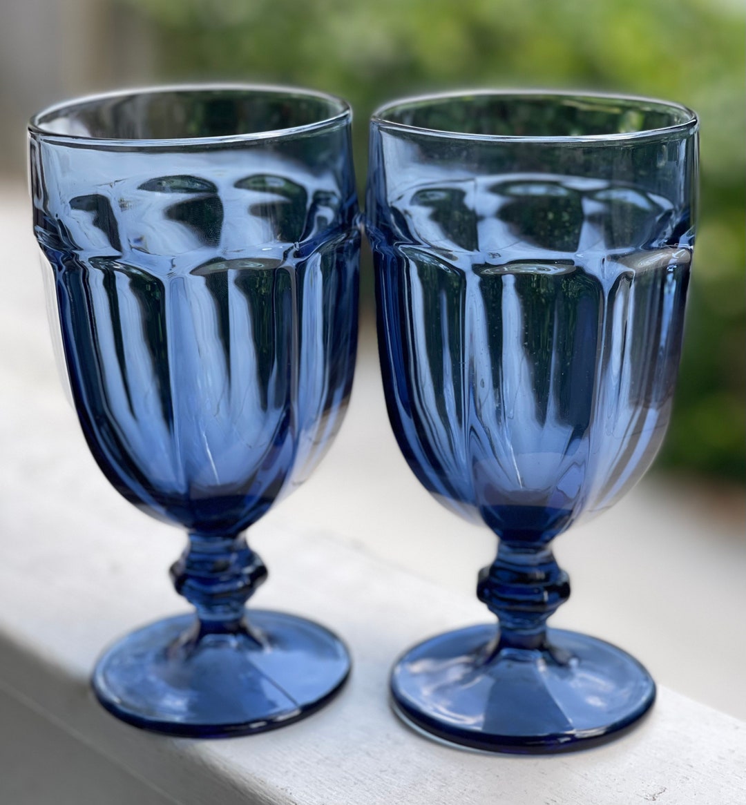 Libbey Gibraltar Antique Blue Water Goblets/wedding Glassware/boho ...