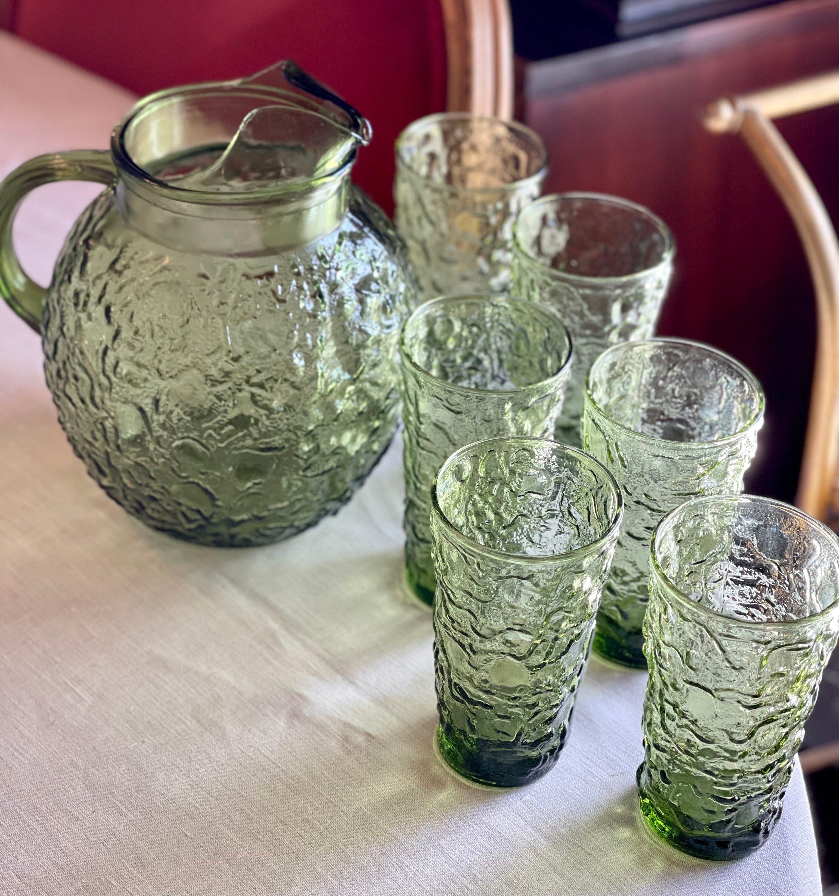 Vintage Anchor Hocking Milano Green lido Pitcher-milano - Etsy