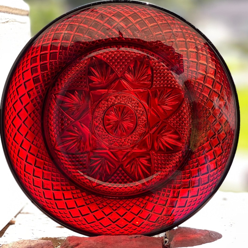 Red Glass Plates Antique - Etsy