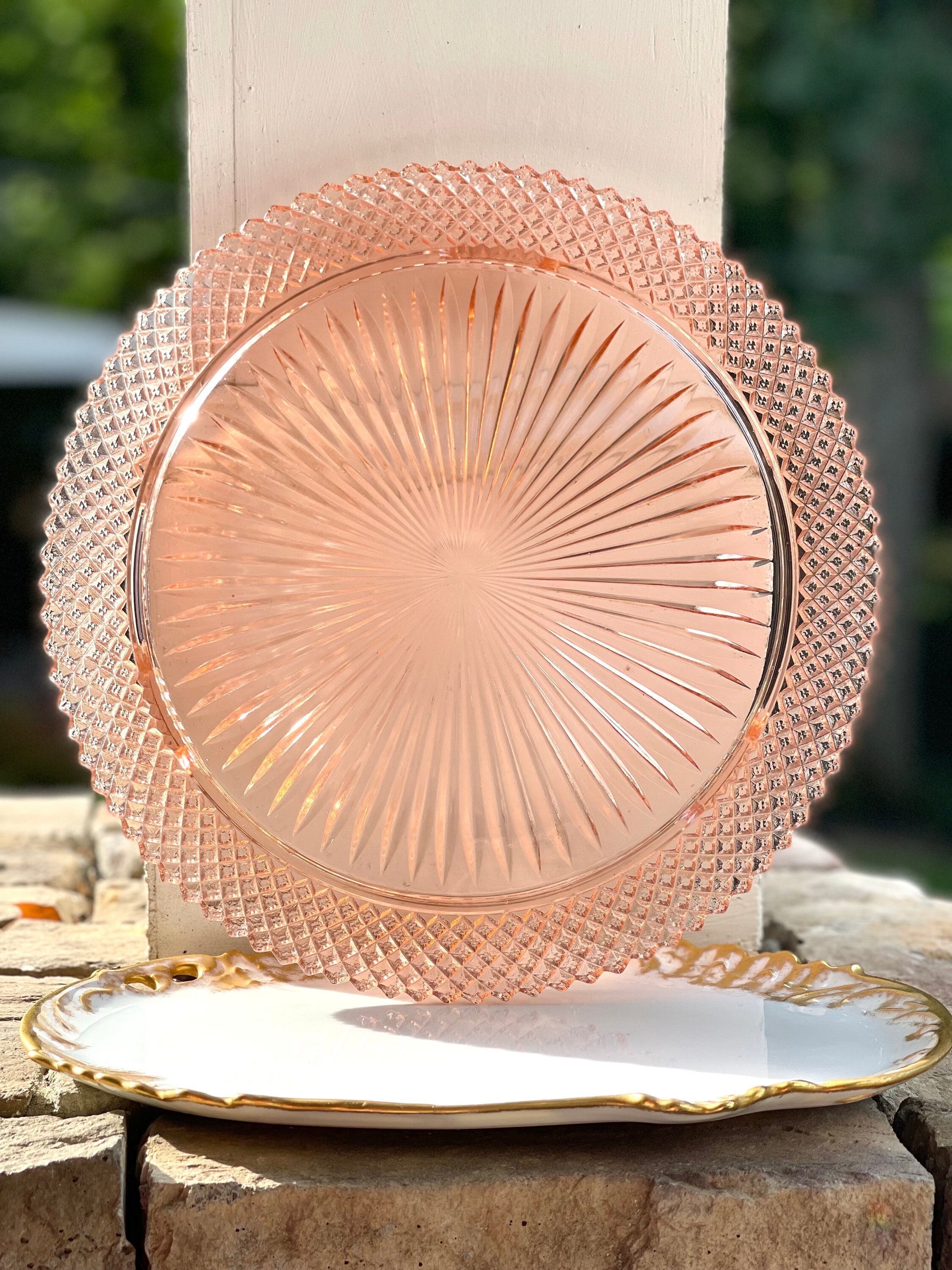 Anchor Hocking Miss America Pink Footed Cake Plate/pink Cake Plate ...