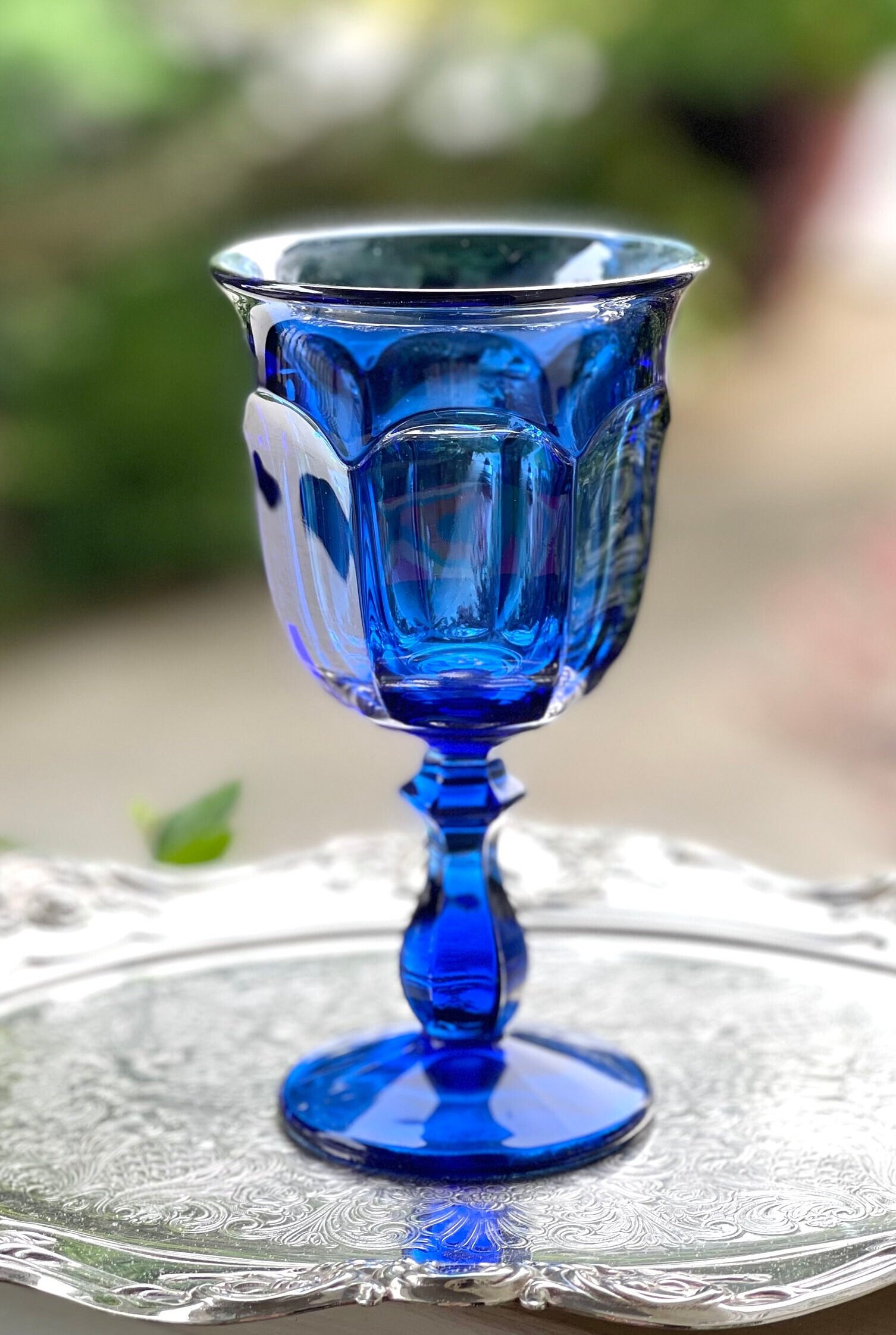 Set of 3 Imperial Glass Old Williamsburg Deep Blue Ultra Water Goblets ...
