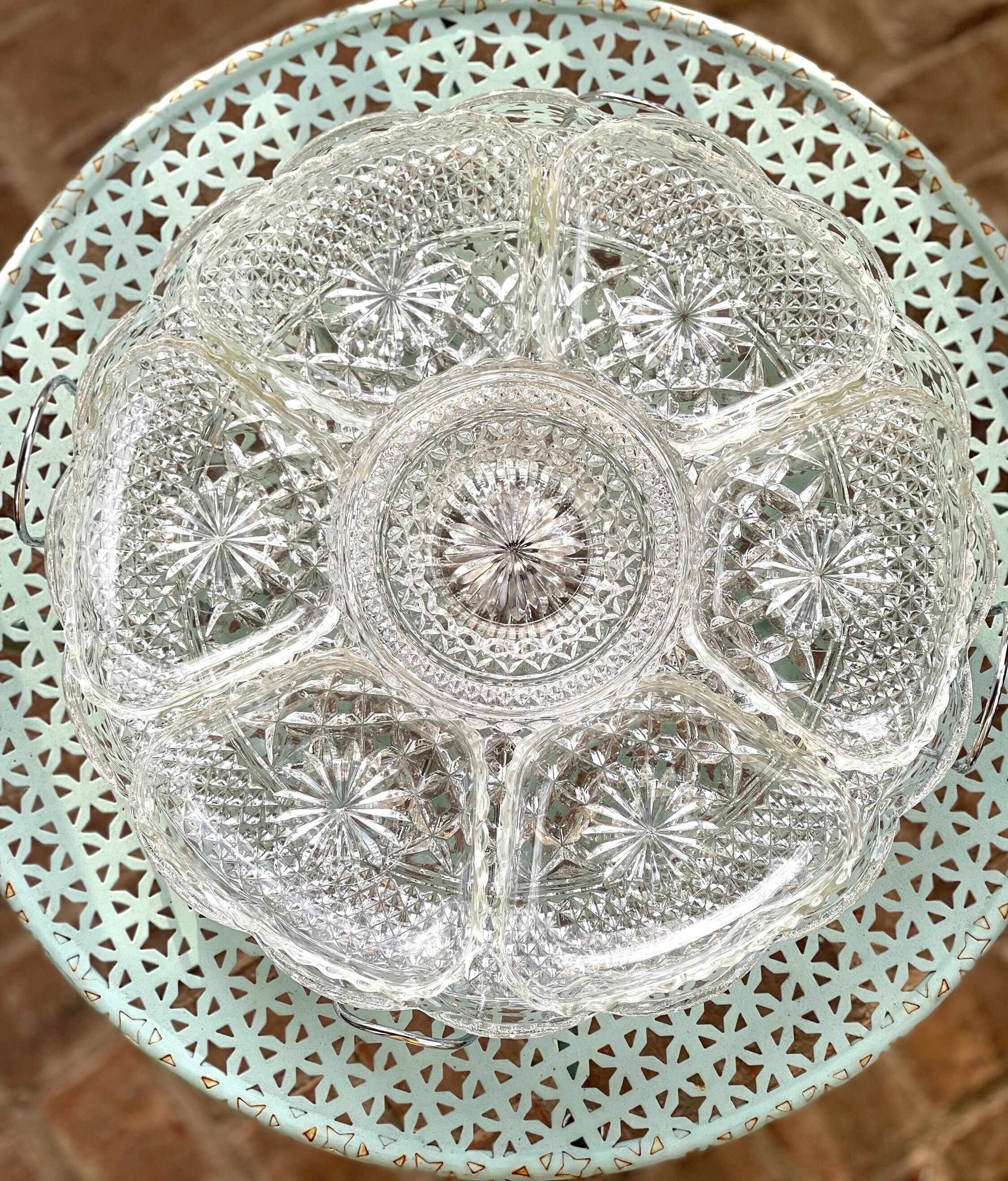 Anchor Hocking Wexford Clear 9 Piece Lazy Susan W/stand/wexford Round ...