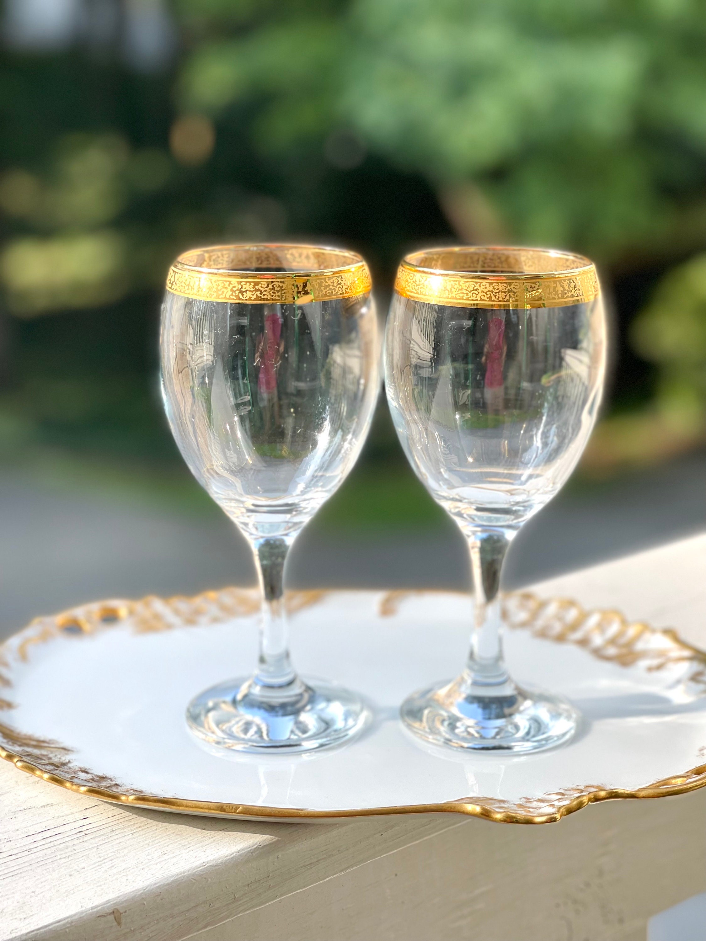 Gold Rimmed Wine Glassesgold Rim Wine Stemgold Rimmed Goblet Etsy